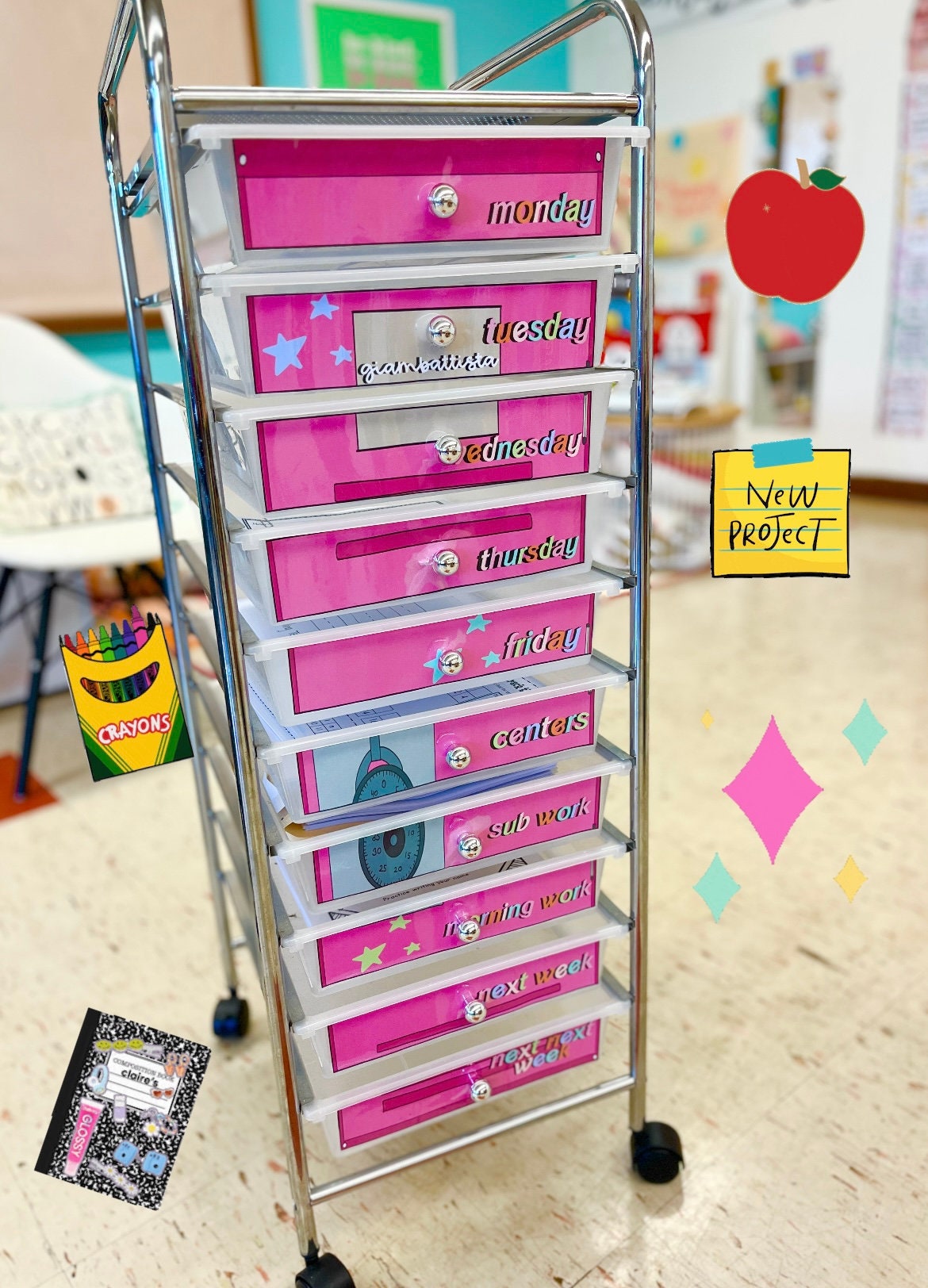 10-drawer Rolling Cart Labels - LOCKER - Etsy