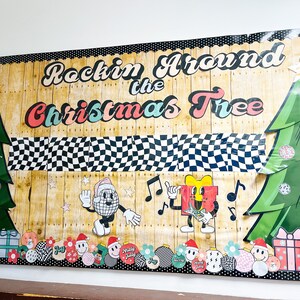 December Retro Bulletin Board Set | Rockin Around the Christmas Tree - Etsy