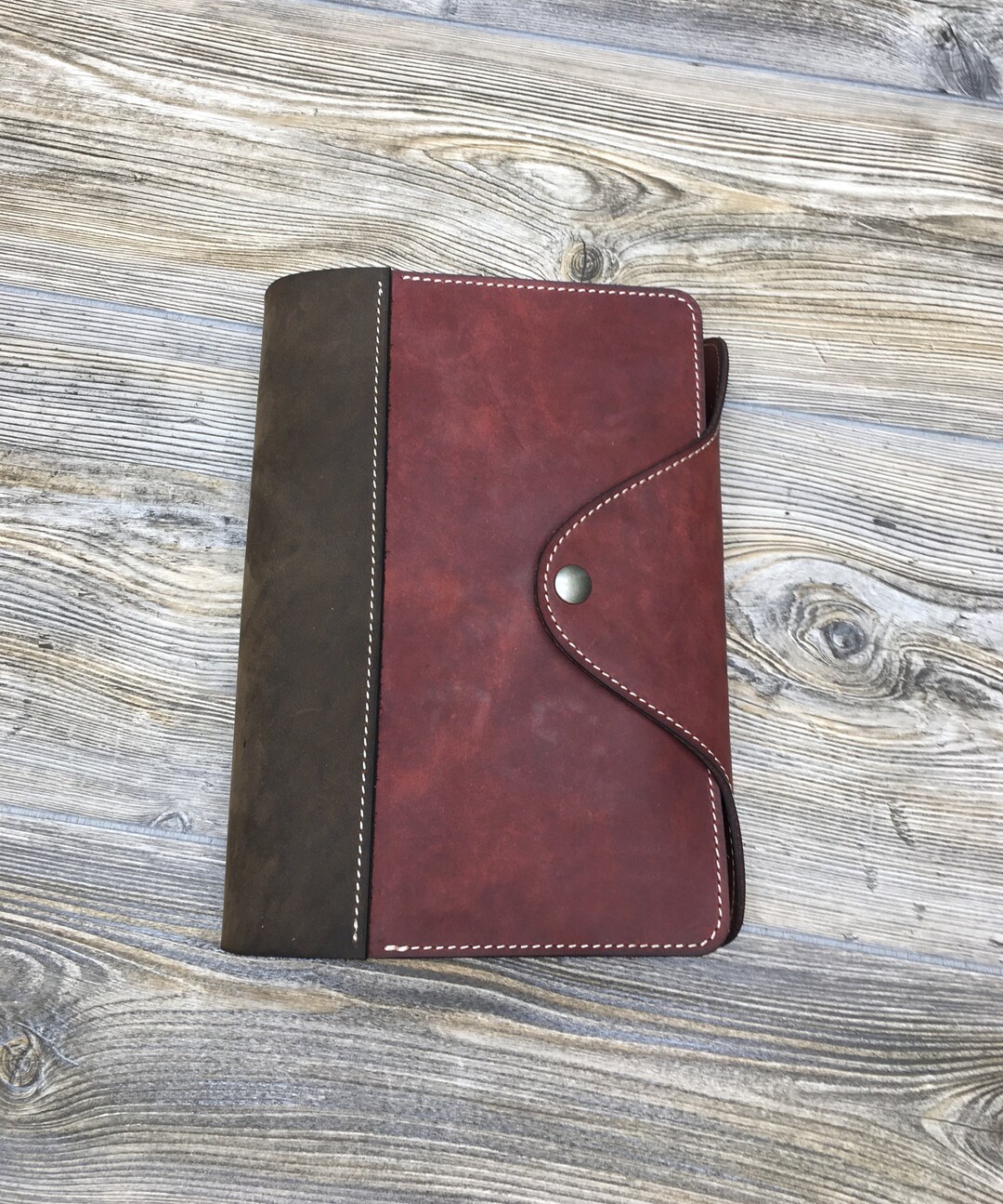 Custom Red & Brown Leather BIBLE Cover PERSONALIZED, Leather Journal ...