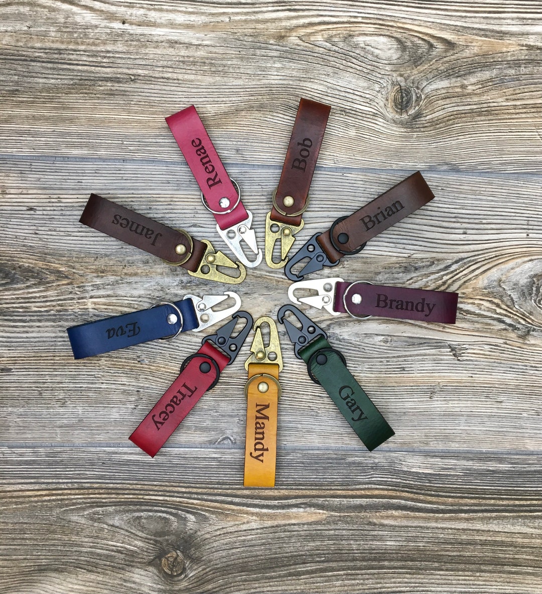 PERSONALIZED Leather Keychain, Custom Leather Keychain, Handmade in the ...