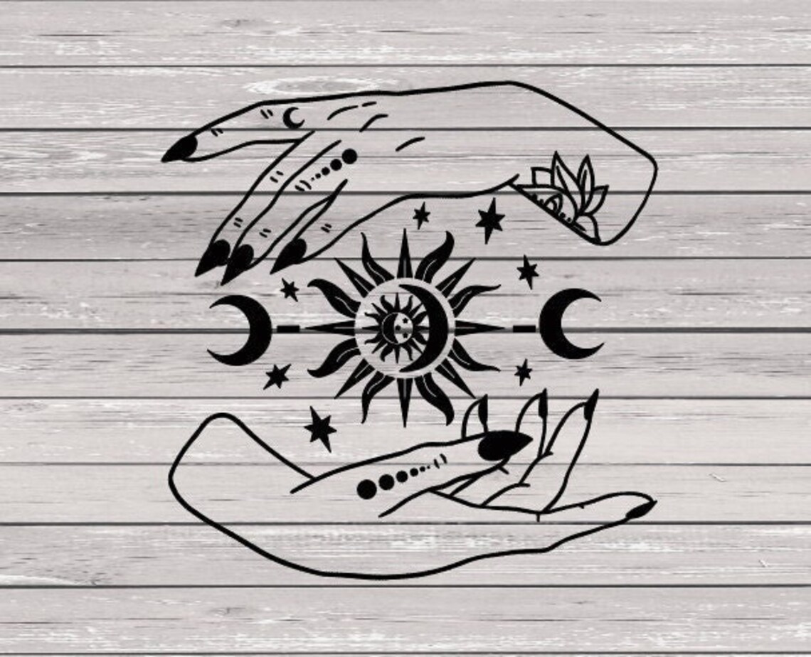 Magic Hands Svgwitch Hands Svgsun Moon Hands Svghands Svg | Etsy