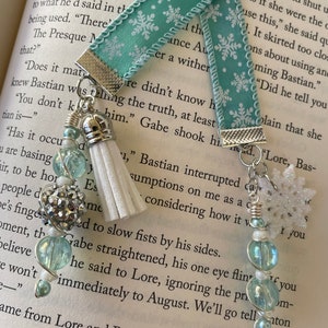 Light Blue Snowflake Bookmark, Handmade Bookmark, Ribbon Bookmark ...