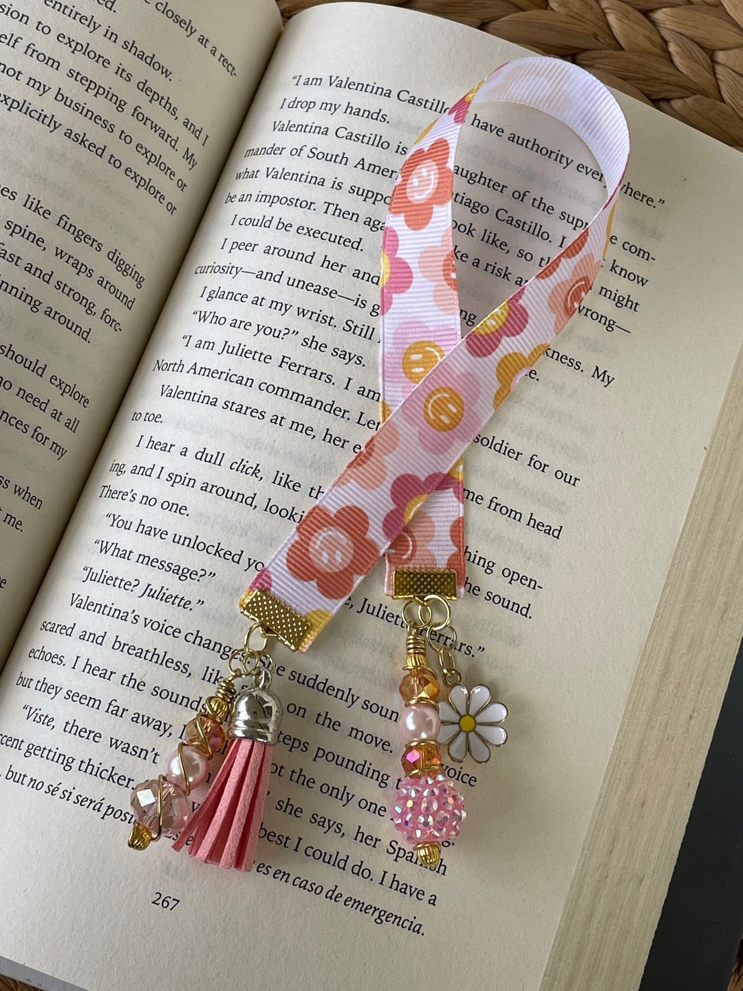 Flower Smiley Face Bookmark, Handmade Bookmark - Etsy
