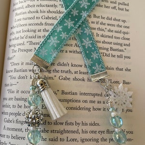 Light Blue Snowflake Bookmark, Handmade Bookmark, Ribbon Bookmark ...
