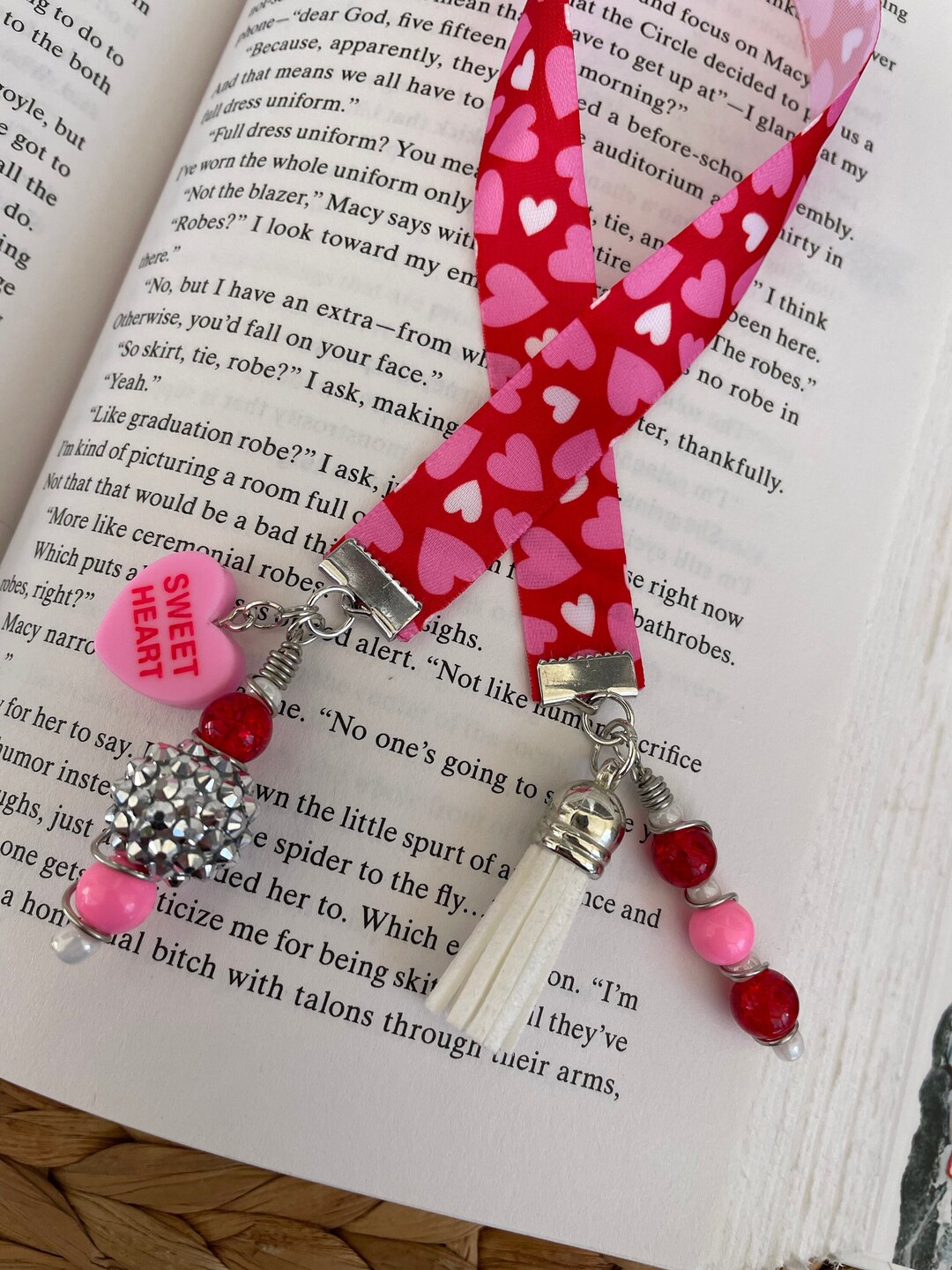 Pink and Red Hearts Bookmarks, Handmade Bookmarks, Valentines Bookmarks ...