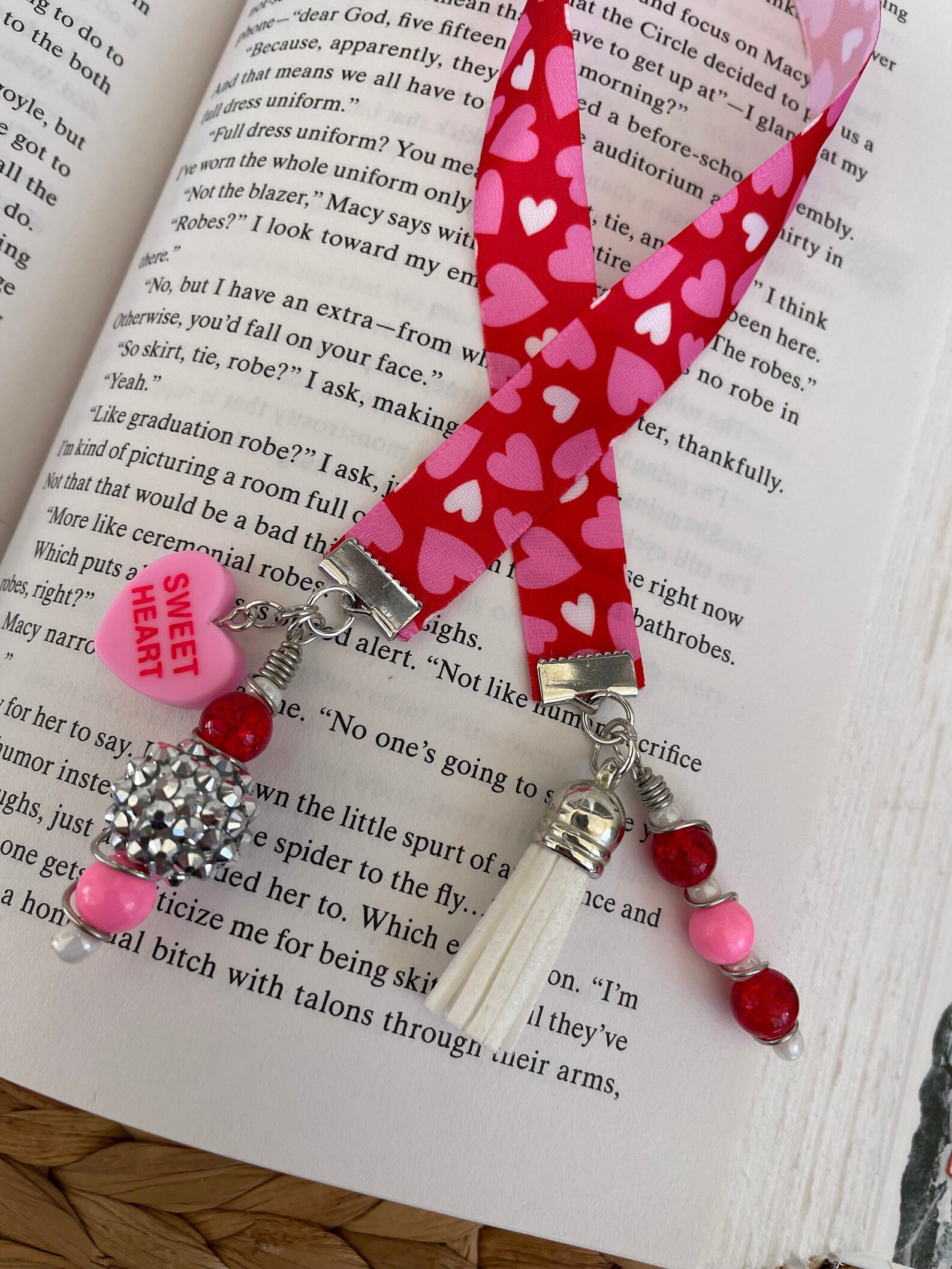 Pink and Red Hearts Bookmarks, Handmade Bookmarks, Valentines Bookmarks ...