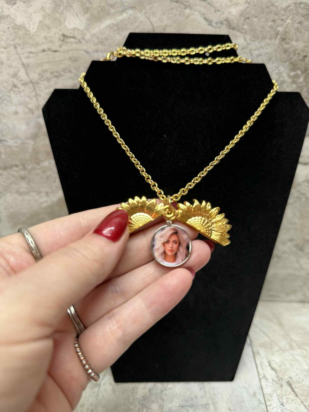 Sunflower Photo Locket Necklace: Personalized Sublimation Image - Etsy