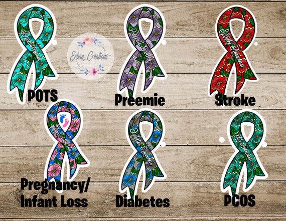 Awareness Ribbon Sticker Support Decal Glossy Sticker Custom | Etsy