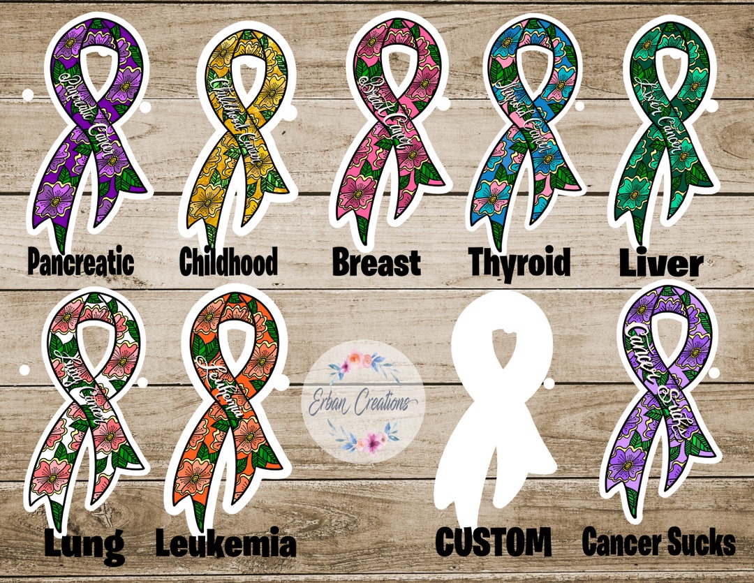 Cancer Ribbon Sticker, Cancer Support Decal Glossy Sticker, Support ...