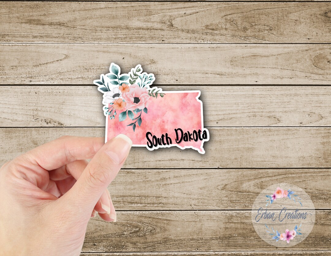 South Dakota State Sticker, Floral Design, Waterproof Matte Decal - Etsy
