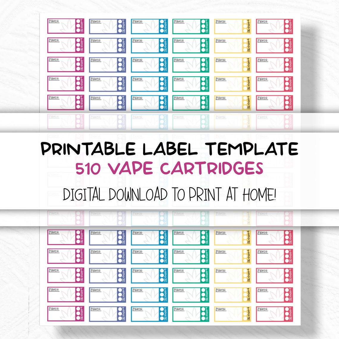 Printable 510 Cartridge Vape Strain Sticker Labels, Dab Pen, Cart ...