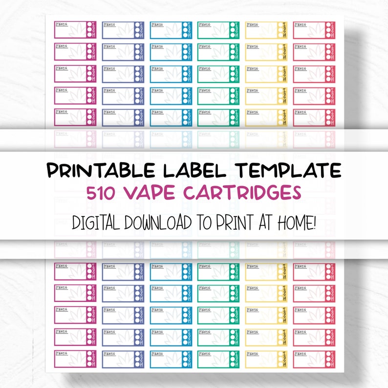 Printable 510 Cartridge Vape Strain Sticker Labels, Dab Pen, Cart ...