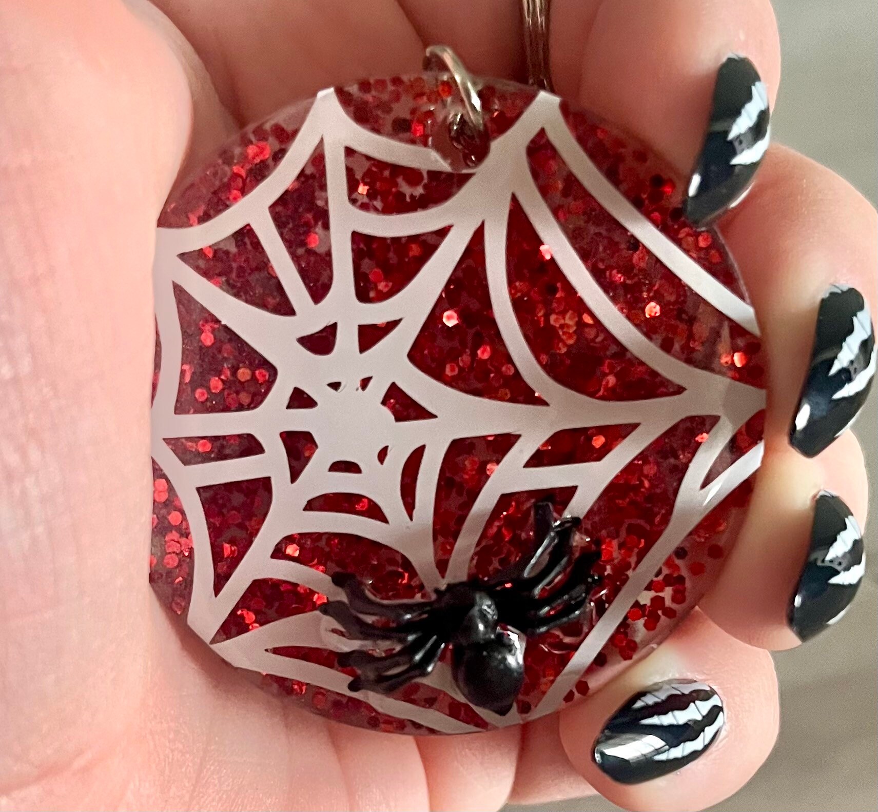 Spiderweb With Spider Keychain - Gothic Keychain - Etsy