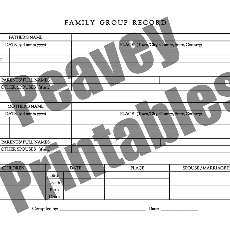 Plain Family Tree Template - Etsy
