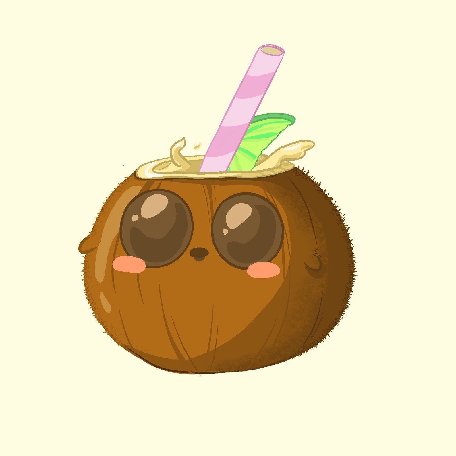Kawaii Coconut Sticker - Etsy