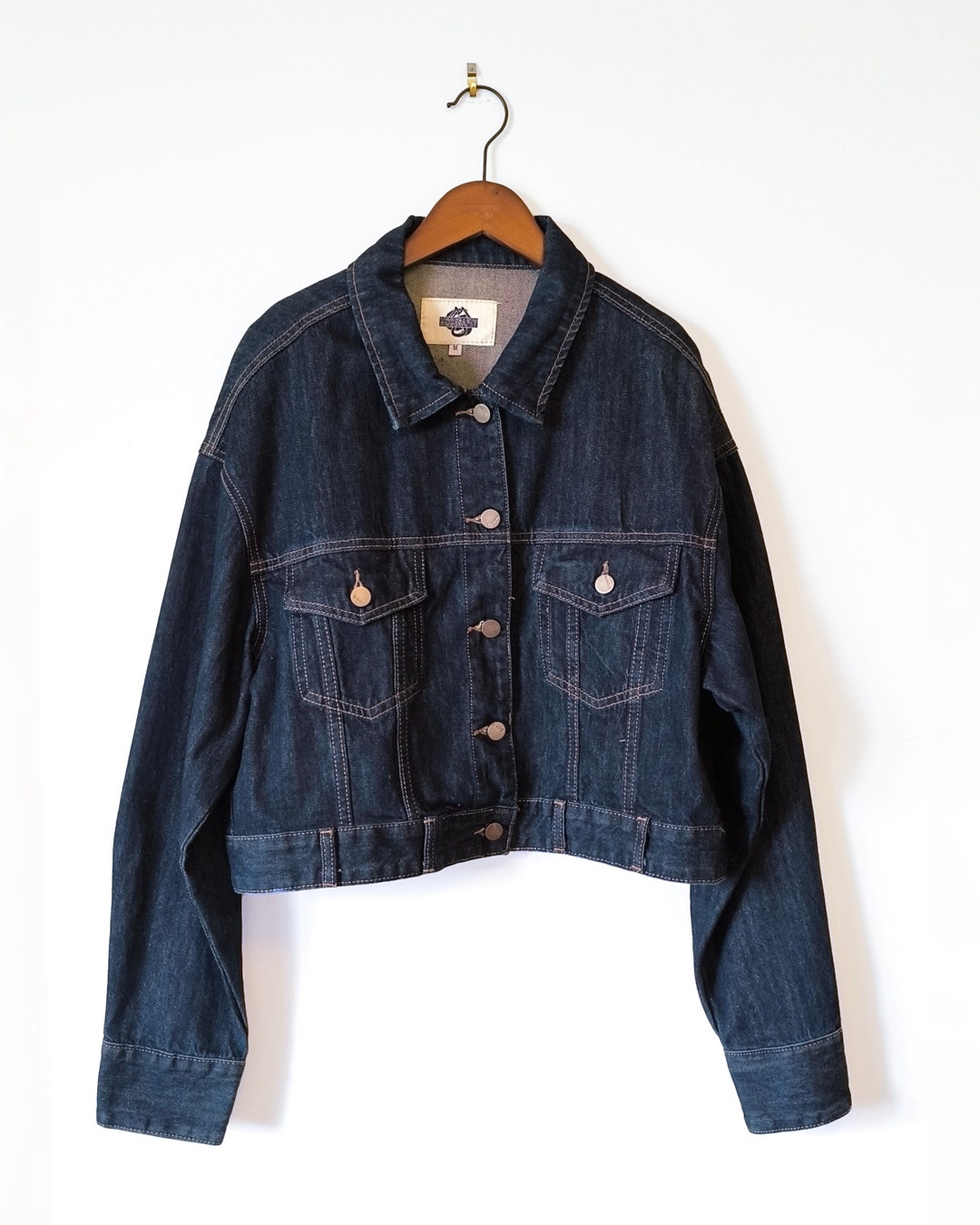 Oversized Cropped Denim Jacket: Y2K Black Jean Jacket - Etsy