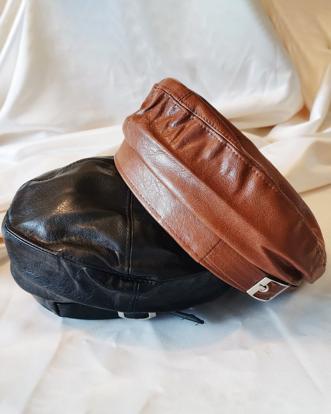 Vinyl Beret Hat: Y2K Retro Style With Buckle - Etsy