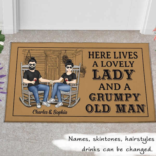 A Nice Old Lady and Grumpy Old Man Live Here Door Mat - Etsy