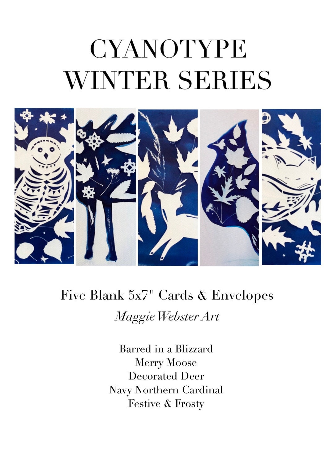 Cyanotype Winter Greeting Card Series - Etsy