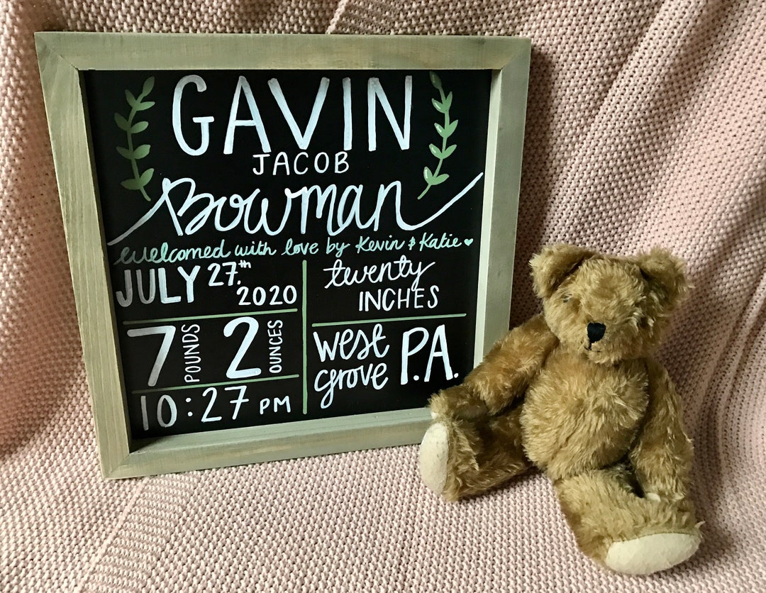 Custom Baby Statistics Sign, Birth Announcement, Personalized Baby Info ...