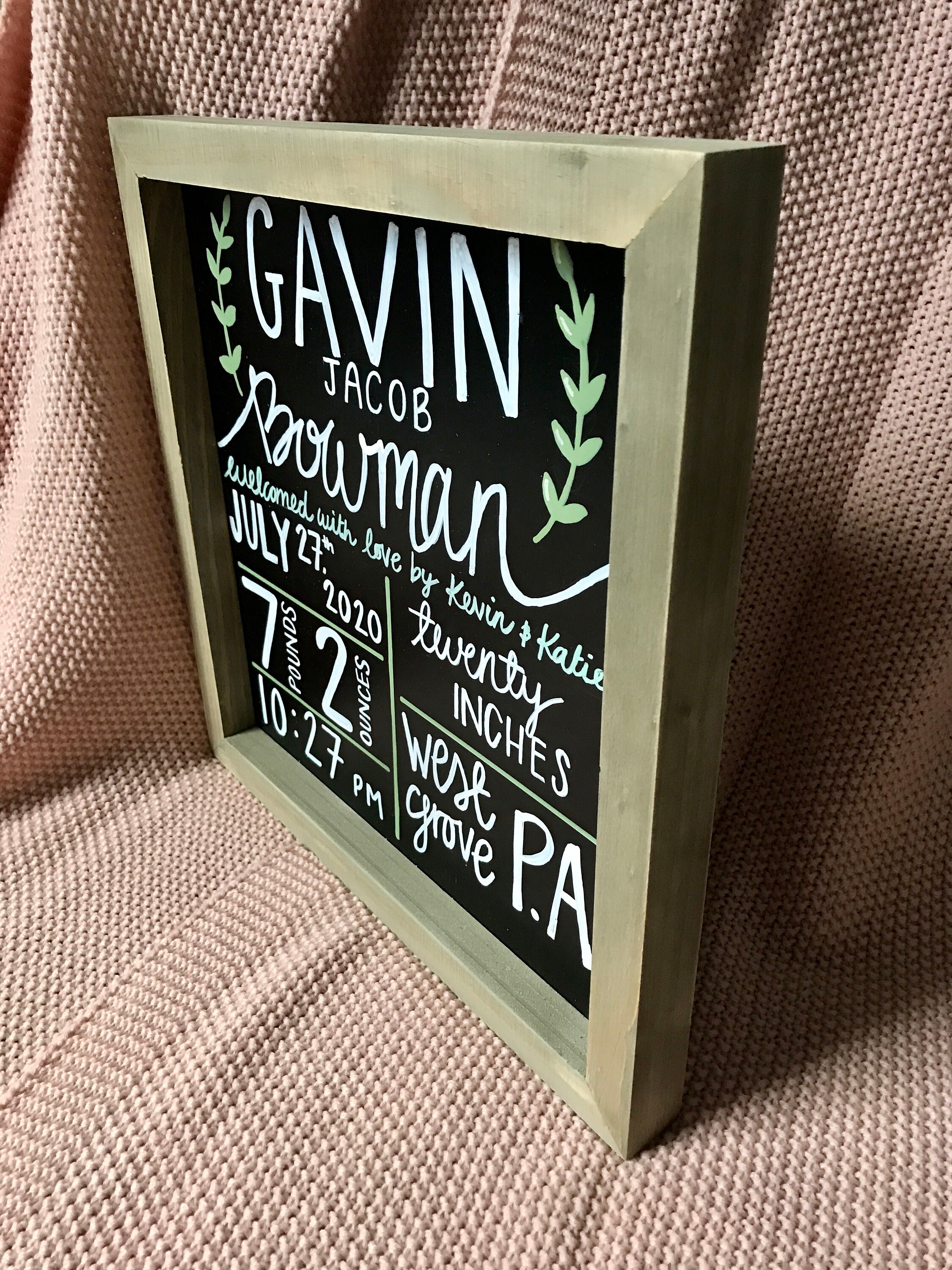 Custom Baby Statistics Sign, Birth Announcement, Personalized Baby Info ...
