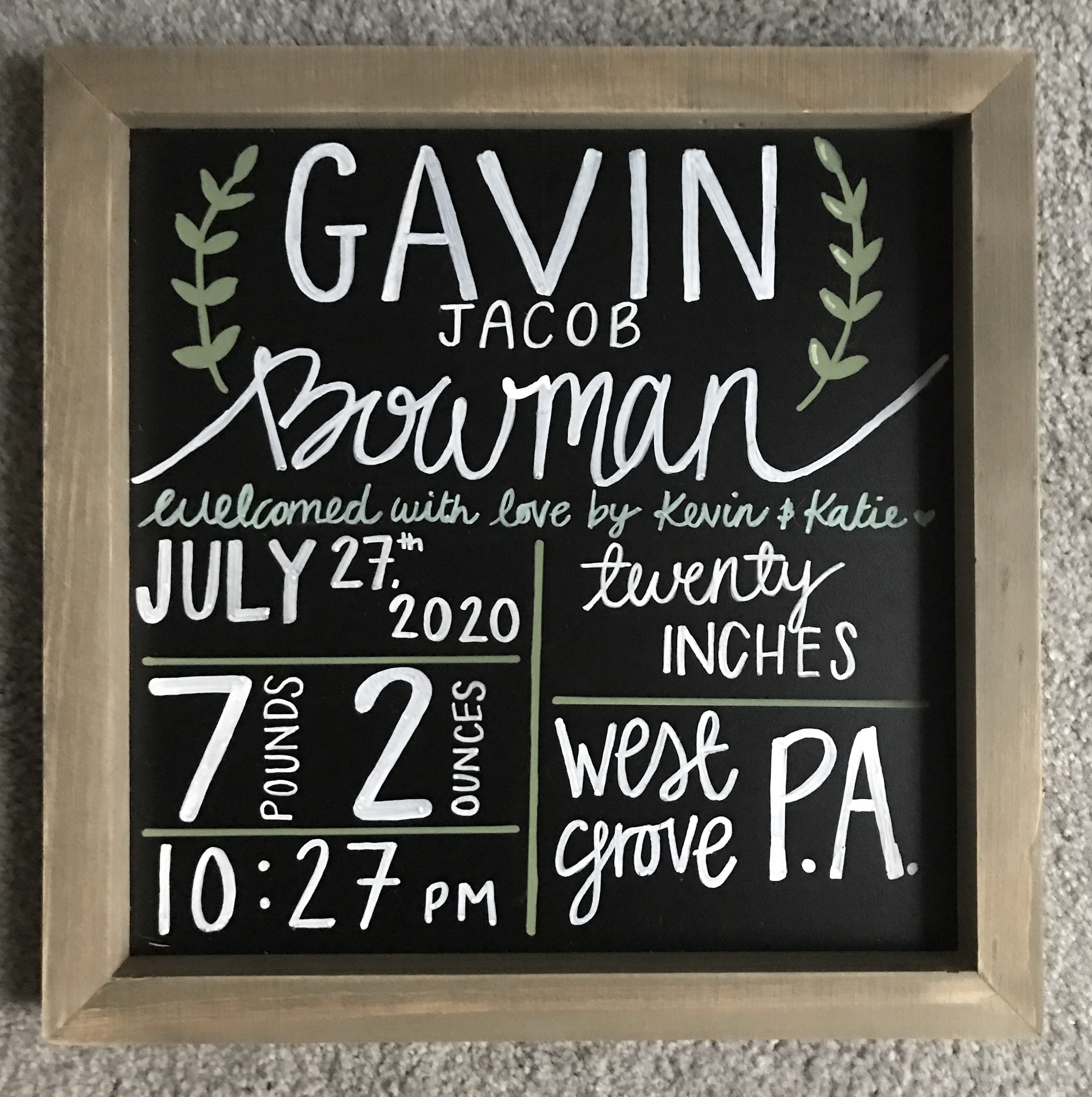Custom Baby Statistics Sign, Birth Announcement, Personalized Baby Info ...