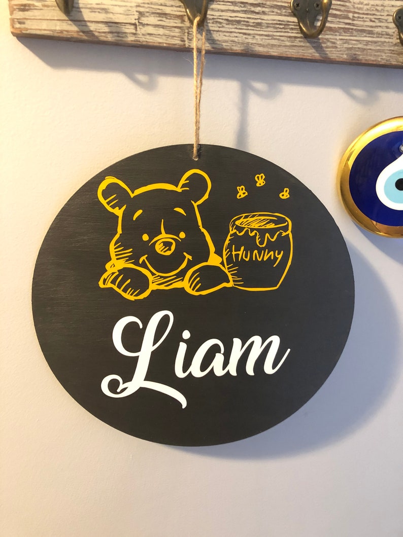 Winnie the pooh personalized name sign door sign door | Etsy