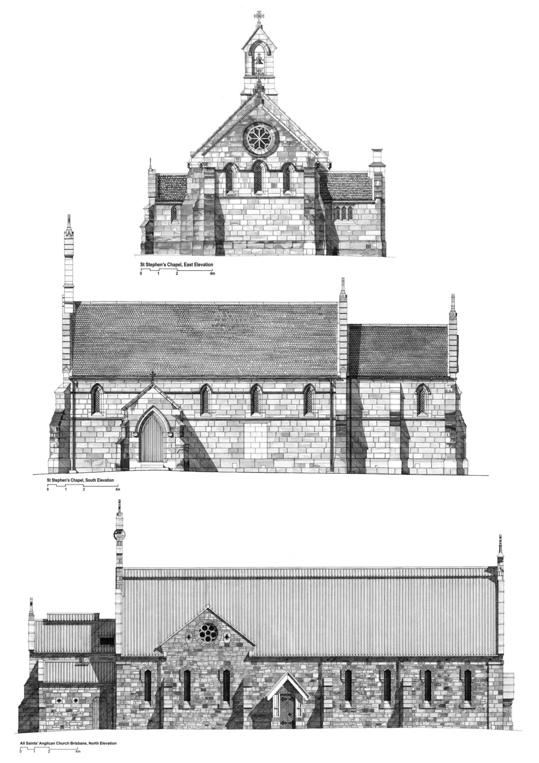 Churches of Brisbane|a1|queensland Architecture Drawing Print, Black ...