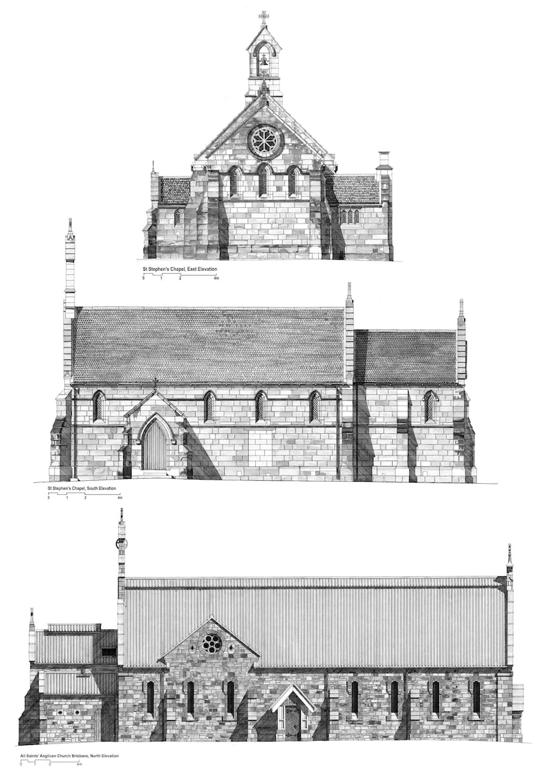Churches of Brisbane|a1|queensland Architecture Drawing Print, Black ...