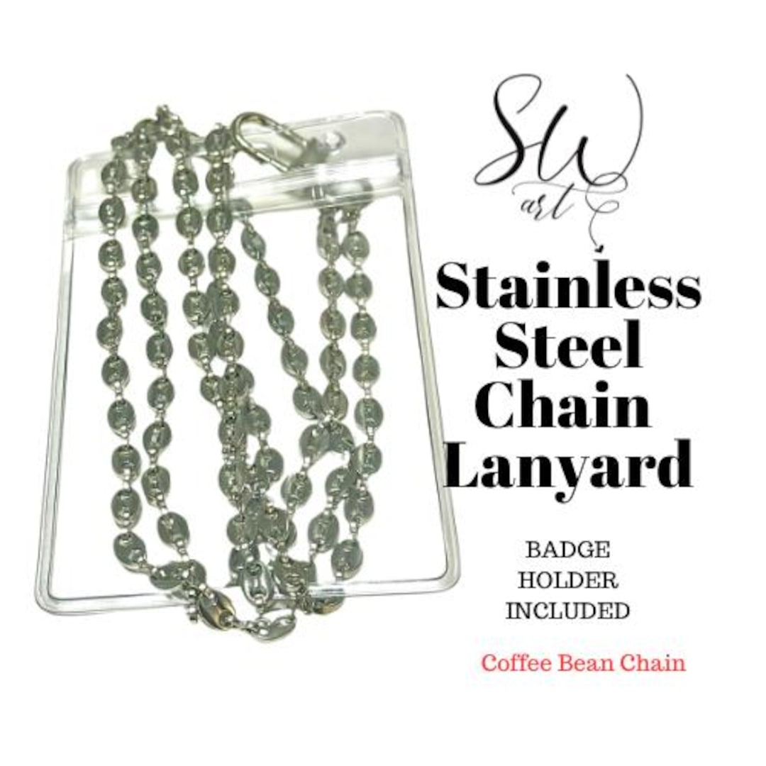 Stainless Steel Chain Lanyard, Long Chain Necklace, Lanyard, Badge ID ...