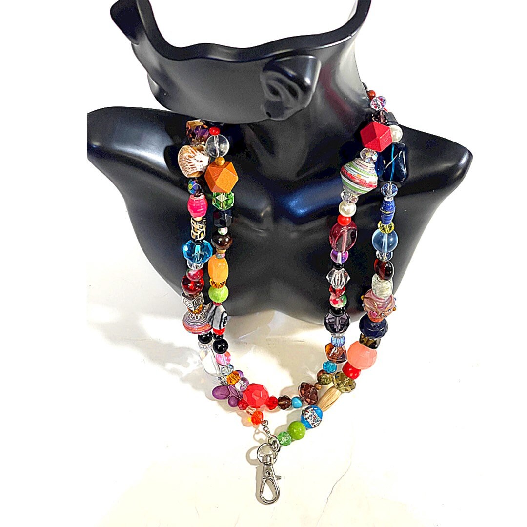 Beaded Lanyard, Colorful Beaded Lanyard, Lanyard, Beautiful Lanyard ...