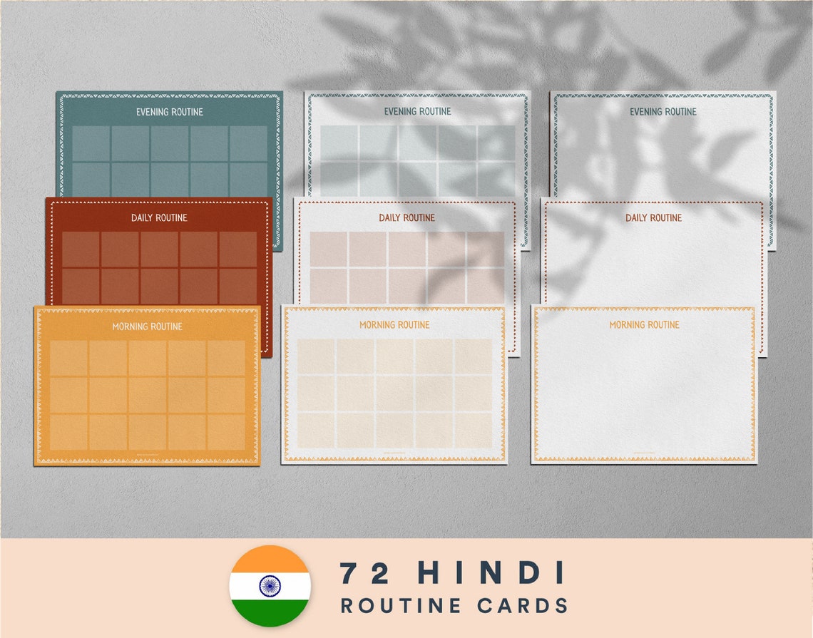 Hindi Routine Chart Routine Checklist Routine Cards Daily | Etsy Australia