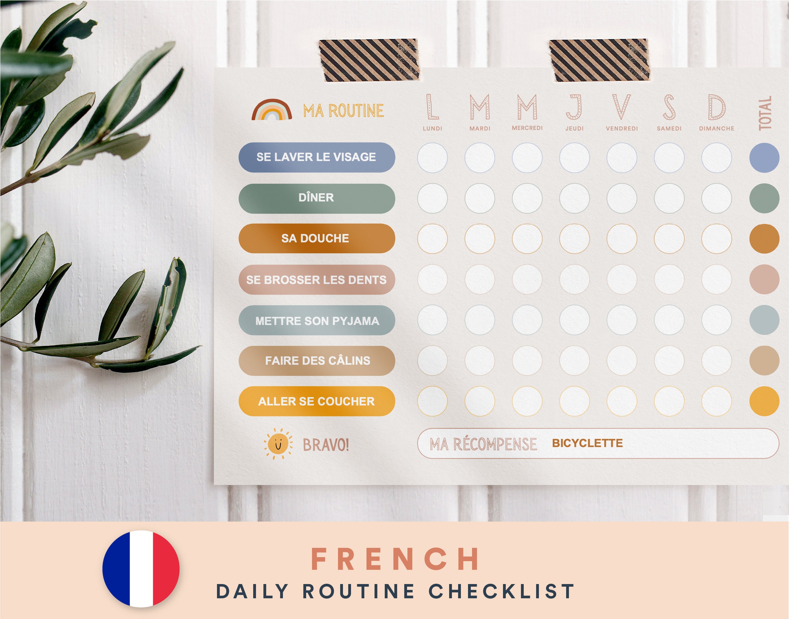 French Daily Routine Checklist, French Routine Checklist, Daily Rhythm ...