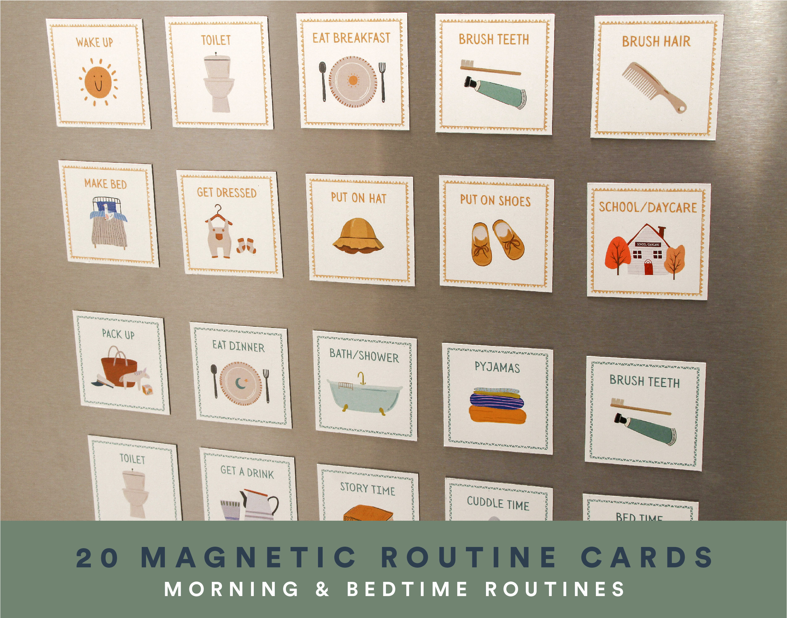 Visual Schedule Routine Cards Magnets Toddler Routine | Etsy
