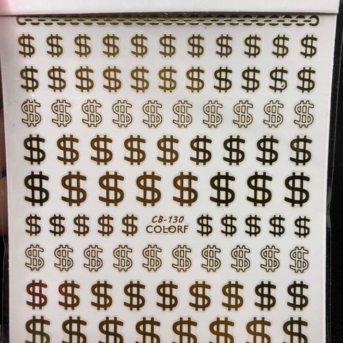 Money Dollar Sign Gold Nail Stickers - Etsy