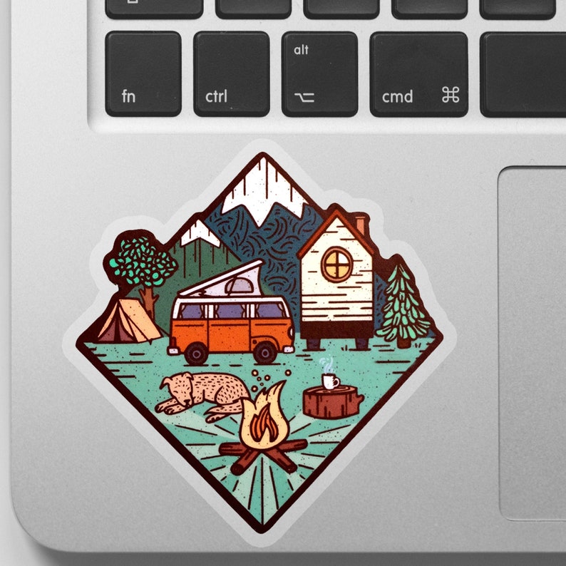 Camping Fire Labels Sticker Pack Sticker Art Campsite Bumper Sticker ...
