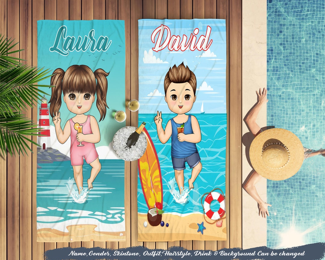 Kids on the Beach Sand Pool Gift for Children, Grandkids Personalized ...