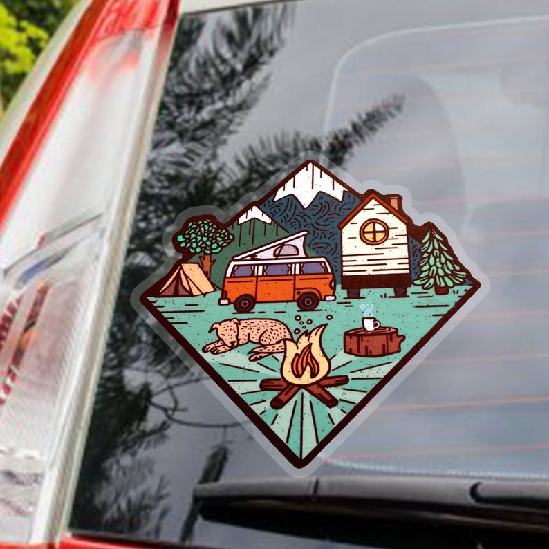 Camping Fire Labels Sticker Pack Sticker Art Campsite Bumper Sticker ...