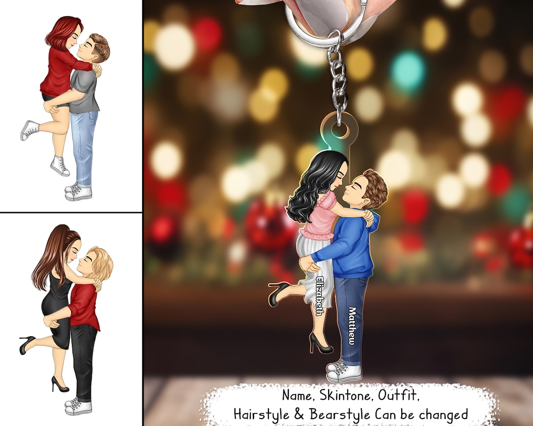 Chibi Couple Kissing Anniversary Gift for Couples Personalized Custom ...
