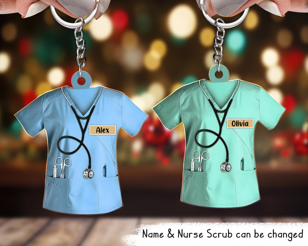 Personalized Name Nurse Scrubs Acrylic Keychain Perfect Gift for Nurses ...