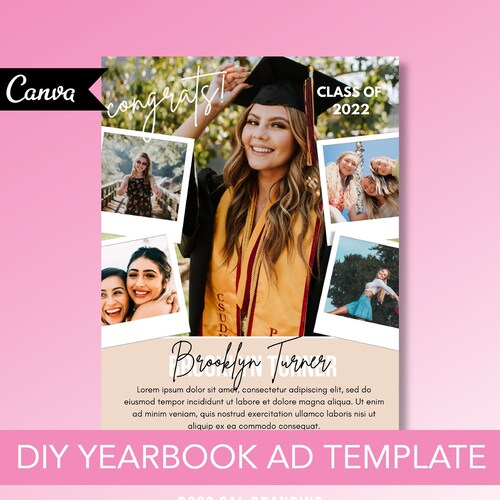 Yearbook AD Template Senior & High School Graduation Grad - Etsy