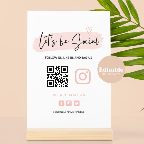 Social Media Sign Template DIY Follow Us on Social Media - Etsy