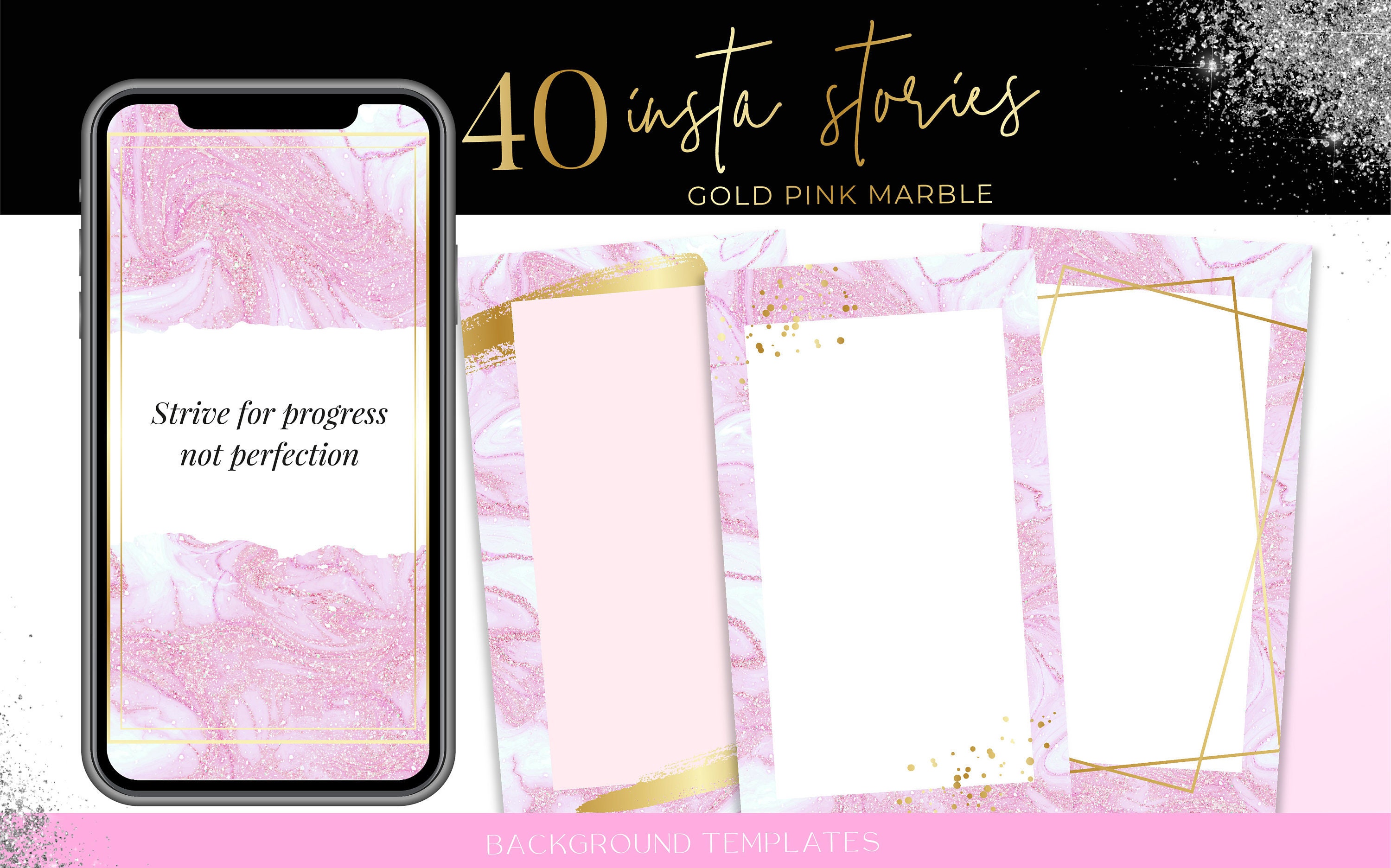 40 Instagram Stories Template Bundle Instagram Pink Marble - Etsy