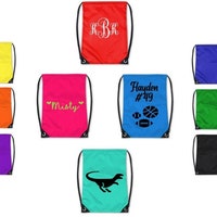 Embroidered Personalised Football Drawstring School Bag | Kids Custom ...