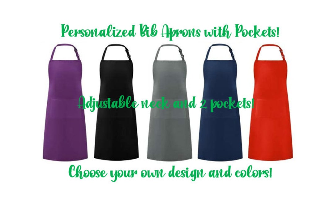 Custom Bib Apron With Pockets: Personalized Full Apron - Etsy