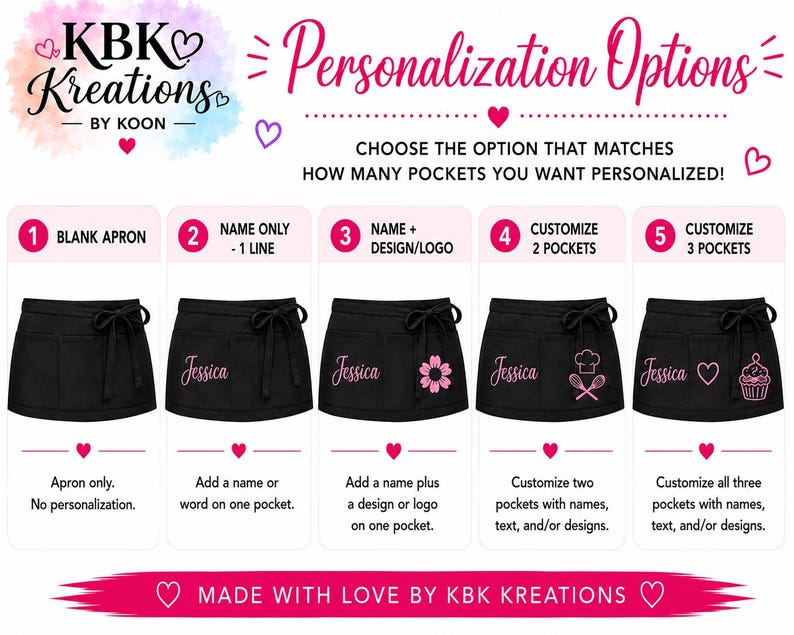 Personalized Bartender Apron | Custom Waist Apron | Server Apron ...
