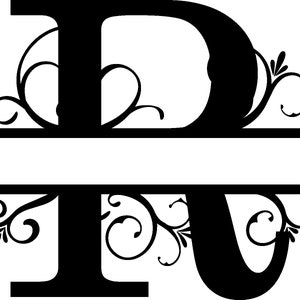 Family Name Decal / Split Monogram / A B C D E F G H I J K L M N O P Q ...