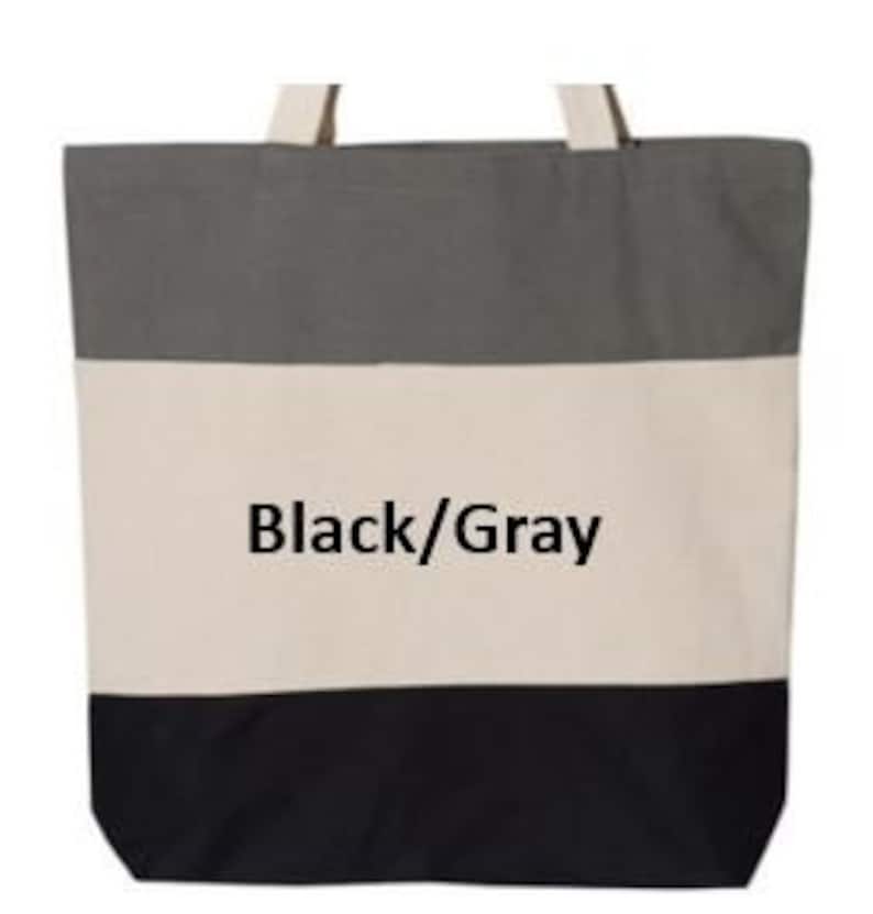 Custom Canvas Tri Color Tote Bags Personalized Tote Bag | Etsy
