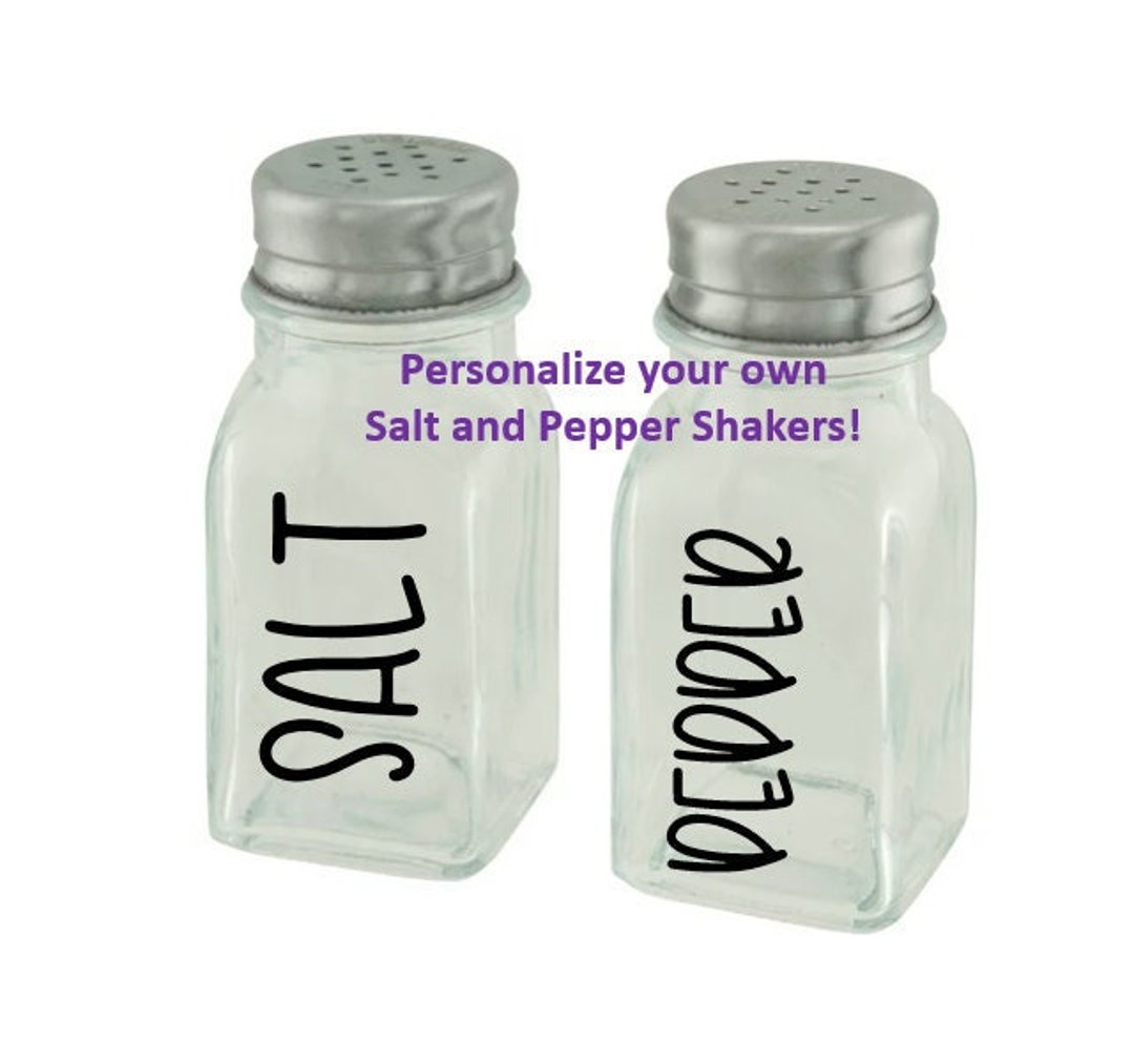 Personalized Glass Salt and Pepper Shakers: Farmhouse Kitchen Decor - Etsy