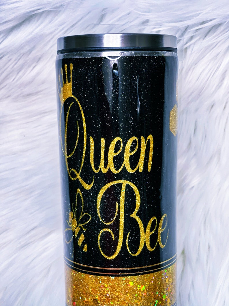 Queen Bee Custom Glitter Peek A Boo 3 Section Marble Stainless Steel ...